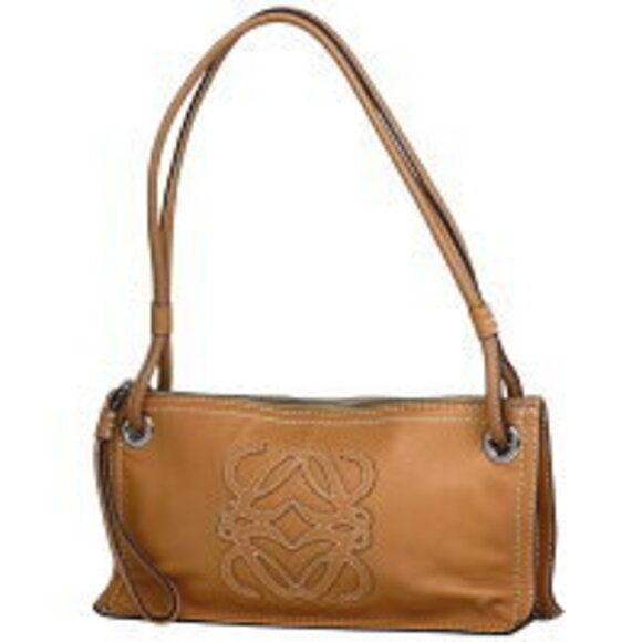 Loewe | Bags | Loewe Anagram Shoulder Bag Logo Leather Beige | Poshmark